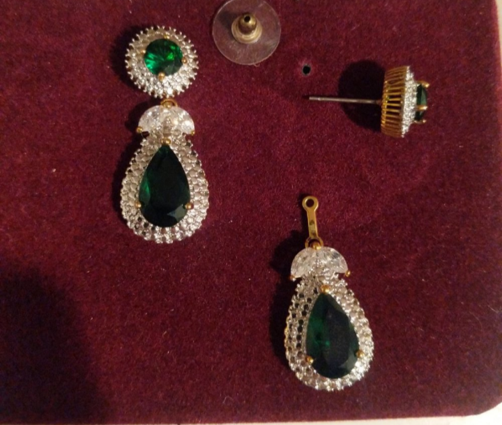Camrose and Kross Jackie Kennedy drop Pierced Earrings green emerald My Sales Rock